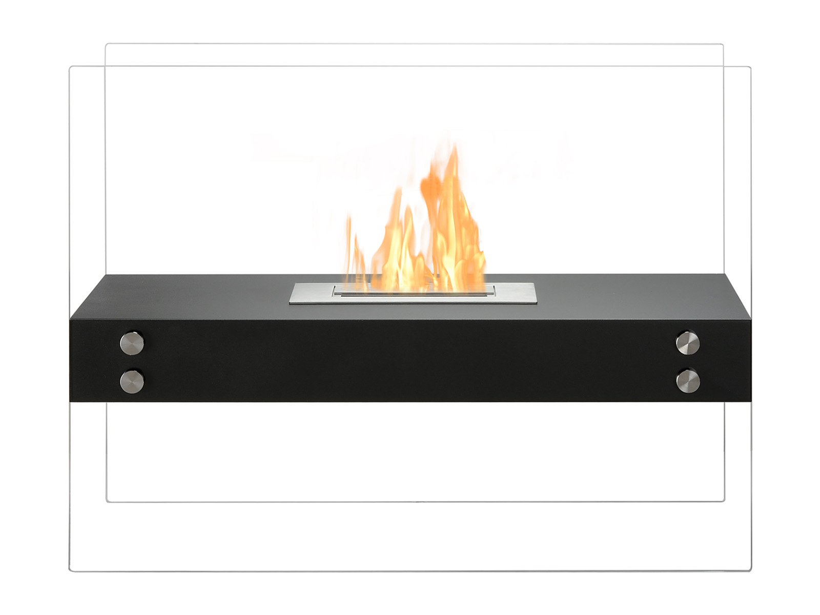 Freestanding Ventless Bio Ethanol Fireplace - Vitrum H Black | Ignis