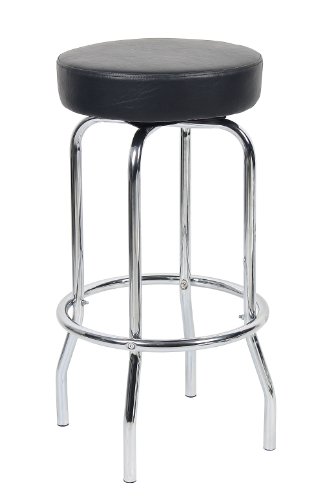 Boss Office Products Chrome Bar Stool in Black