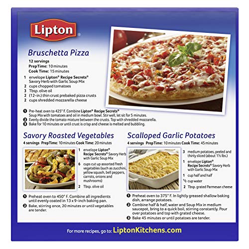 Lipton Recipe Secrets Soup and Dip Mix For a Delicious Meal Savory Herb with Garlic Great With Your Favorite Recipes, Dip or Soup Mix 2.4 Ounce (Pack of 12)