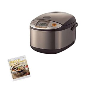 zojirushi nstsc18xa micom 10-cup rice cooker/warmer stainless brown bundle with cuisinart cookbook bundle