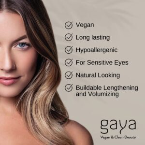 Vegan Black Mascara for Sensitive Eyes, Natural Hypoallergenic mascara, Buildable Lengthening and Volumizing for Natural Looking, Cruelty Free, Ophthalmologist Tested- By Gaya cosmetics