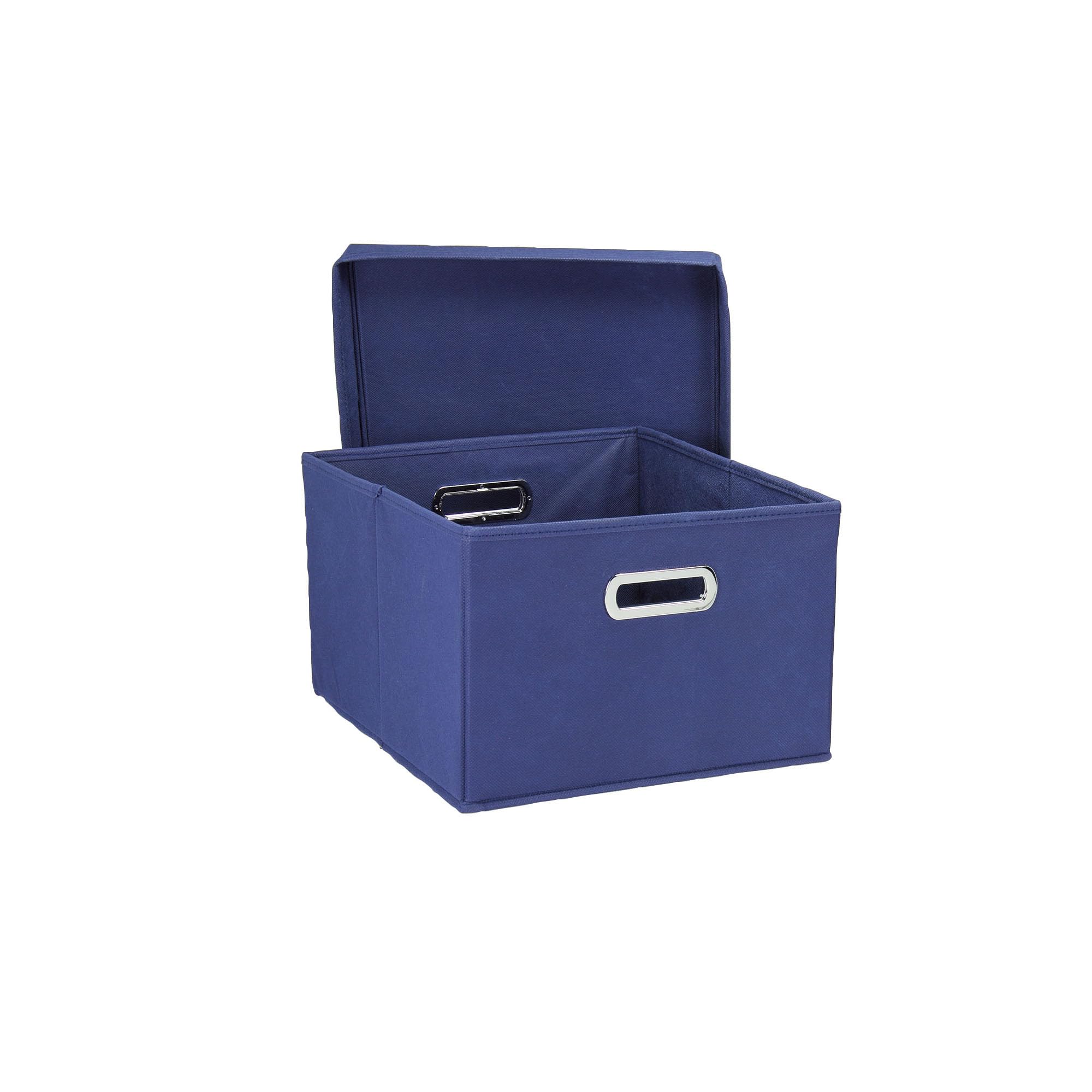 Household Essentials Fabric Storage Boxes with Lids and Handles, Blue