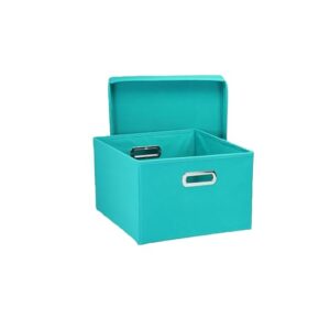 Household Essentials Fabric Storage Boxes with Lids and Handles, Aqua