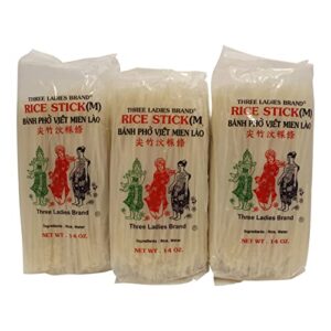 three ladies brand rice stick noodle - 14 oz. (pack of 3 bags)