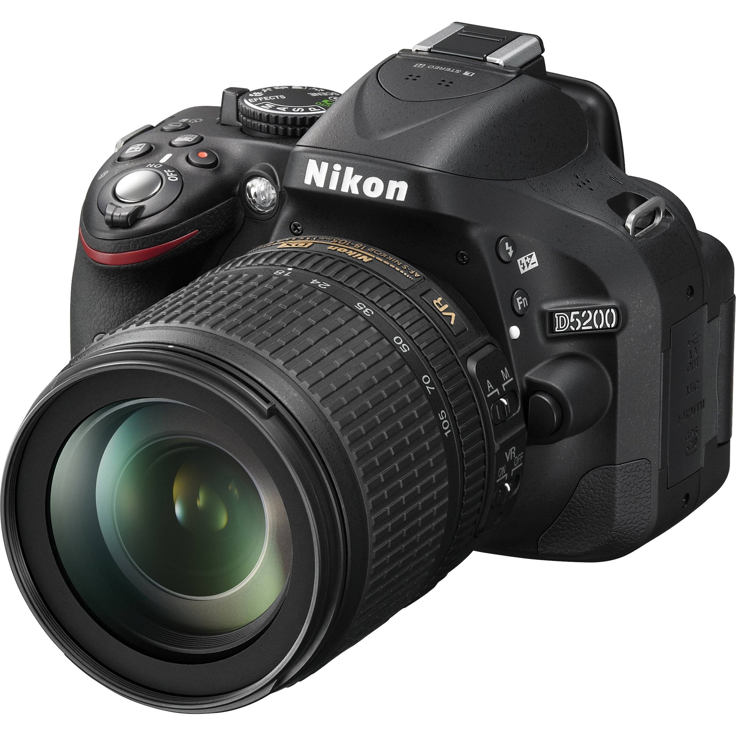 Nikon D5200 24.1 MP CMOS Digital SLR with 18-105mm f/3.5-5.6 AF-S DX VR ED NIKKOR Zoom Lens (Black) (Discontinued by Manufacturer)