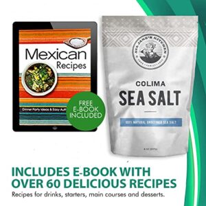 AVA JANE'S KITCHEN - Colima Sea Salt Unrefined Hand Harvested - 100% all Natural Organic Sea Salt, Gourmet Grade, Coarse Grain, Non GMO's Kosher Salt, 8oz