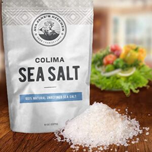 AVA JANE'S KITCHEN - Colima Sea Salt Unrefined Hand Harvested - 100% all Natural Organic Sea Salt, Gourmet Grade, Coarse Grain, Non GMO's Kosher Salt, 8oz