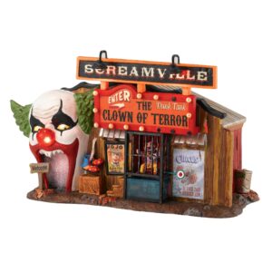 department 56 snow village halloween clown house of terror lit building, 5.59 inch