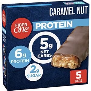 fiber one chewy protein bars, caramel nut, protein snacks, 1.17 oz, 5 ct