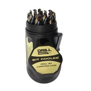 drill america - kfd29j-pc 29 piece heavy duty high speed steel drill bit set with black and gold finish in round case (1/16" - 1/2" x 64ths), kfd series