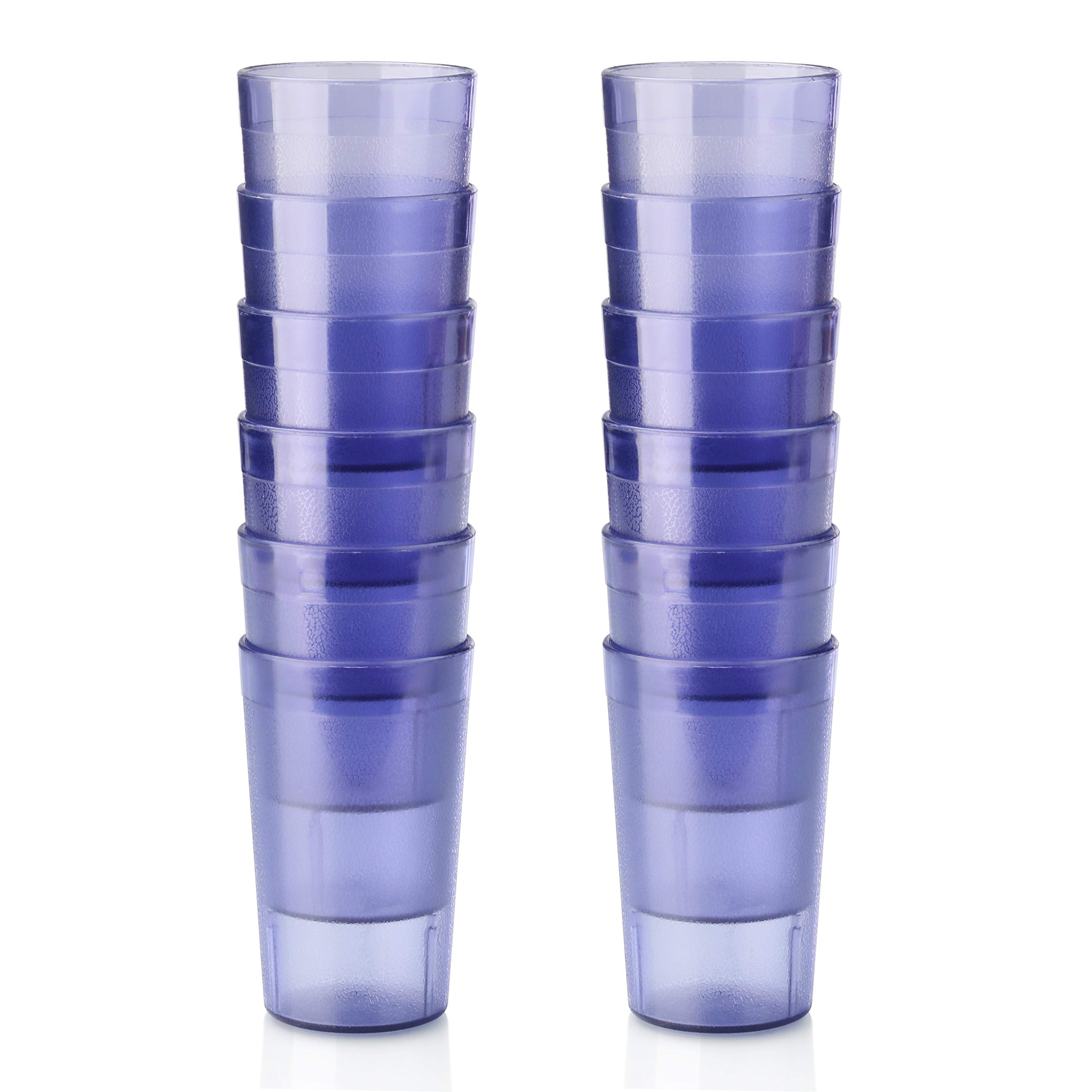 New Star Foodservice 46540 Tumbler Beverage Cup, Stackable Cups, Break-Resistant Commercial SAN Plastic, 5 oz, Blue, Set of 12