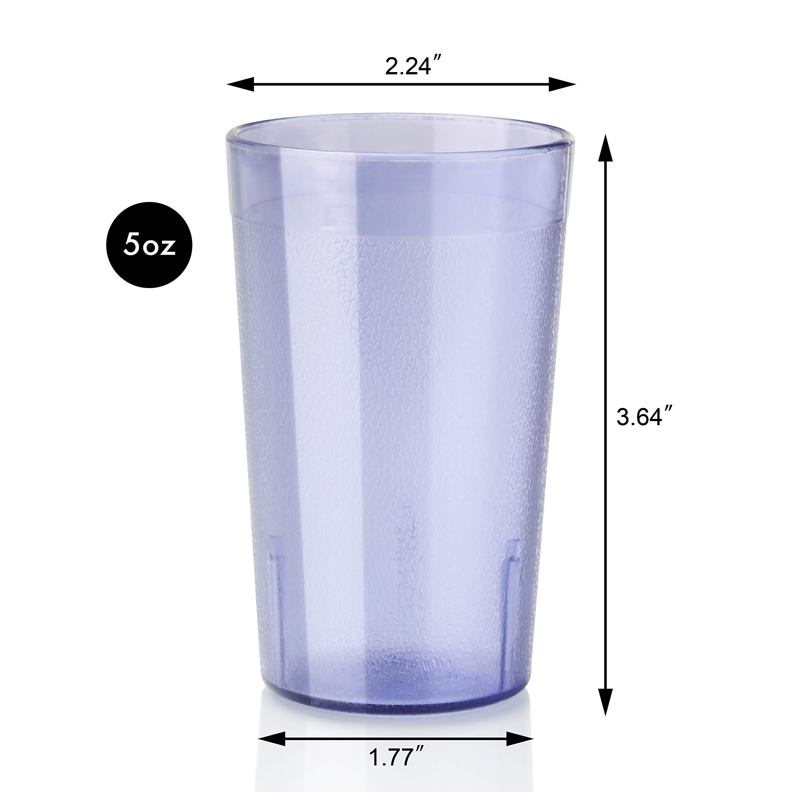 New Star Foodservice 46540 Tumbler Beverage Cup, Stackable Cups, Break-Resistant Commercial SAN Plastic, 5 oz, Blue, Set of 12