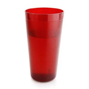 New Star Foodservice 46489 Tumbler Beverage Cup, Stackable Cups, Break-Resistant Commercial SAN Plastic, (20 oz, Red) Set of 12