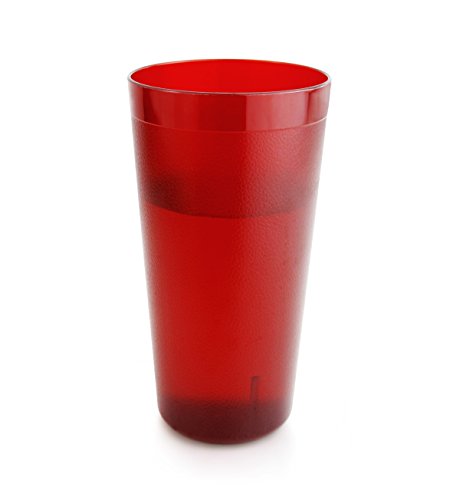 New Star Foodservice 46489 Tumbler Beverage Cup, Stackable Cups, Break-Resistant Commercial SAN Plastic, (20 oz, Red) Set of 12