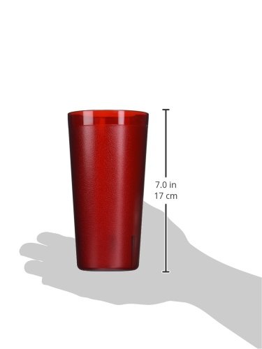 New Star Foodservice 46489 Tumbler Beverage Cup, Stackable Cups, Break-Resistant Commercial SAN Plastic, (20 oz, Red) Set of 12