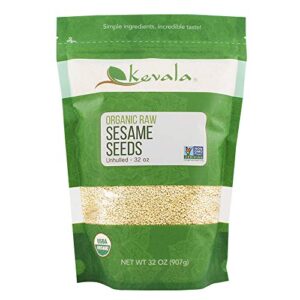 kevala organic raw sesame seeds unhulled, 2 pound (white)