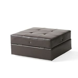 christopher knight home burlington leather storage ottoman, brown