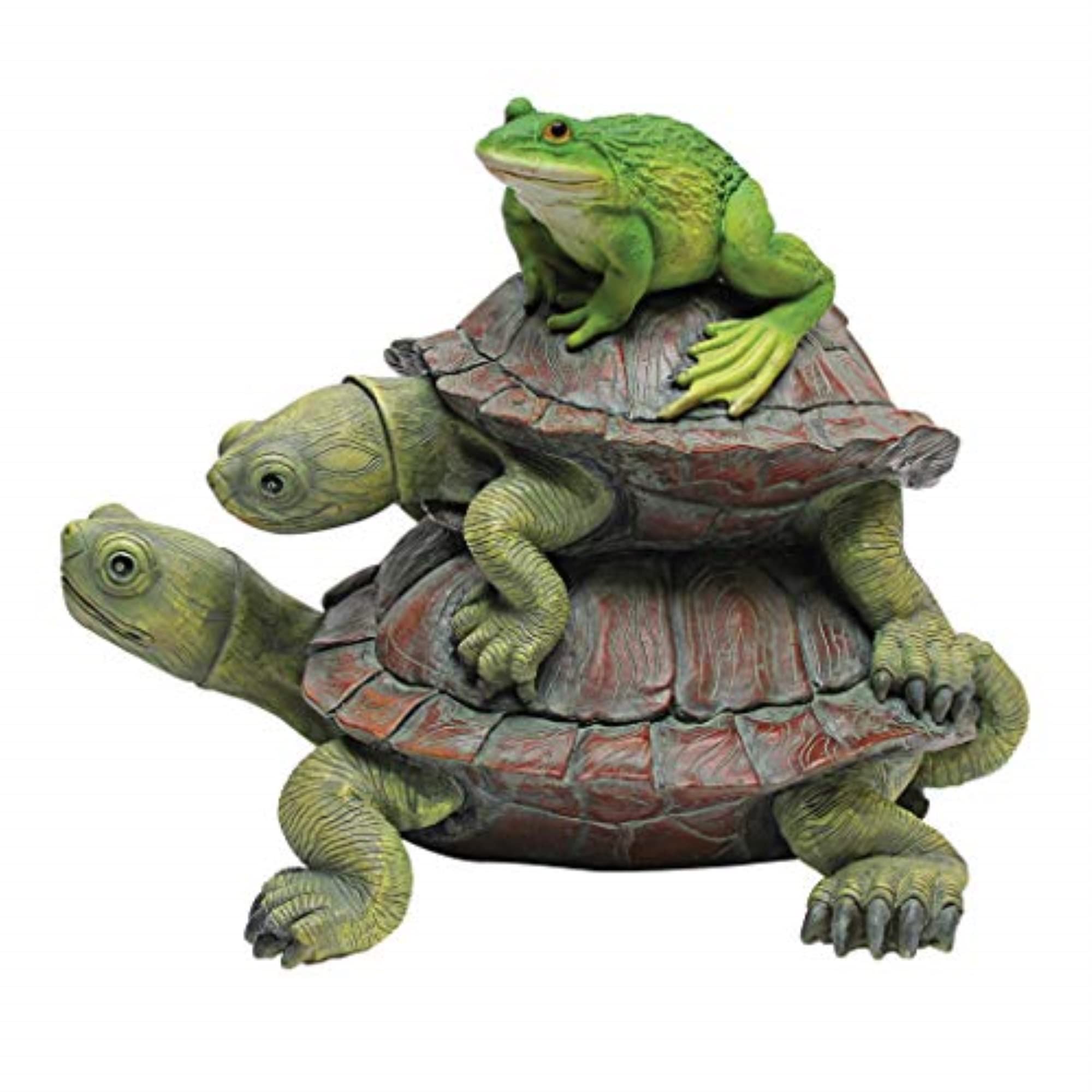 Design Toscano QM221531 in Good Company Frog and Turtles Garden Animal Statue, Set of One, Multicolored