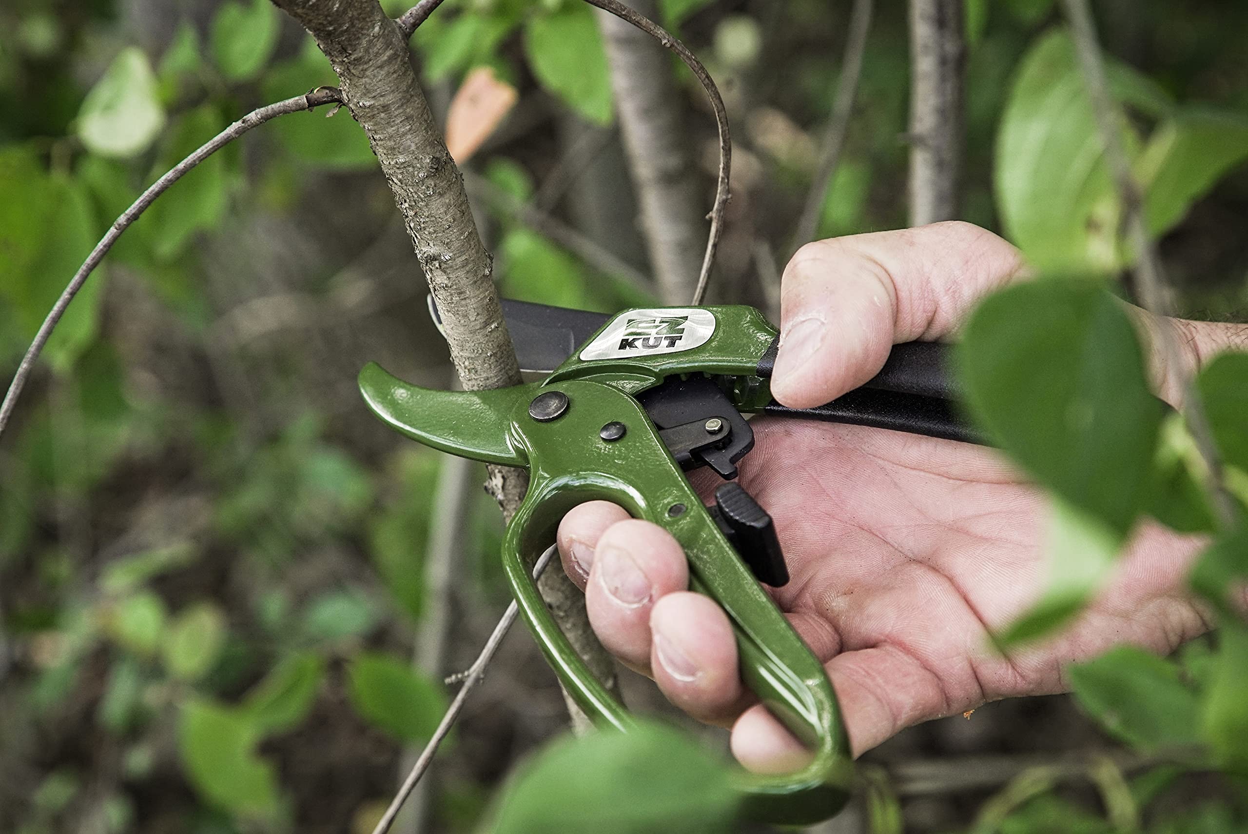 EZ Kut Heavy Duty Pruning Shears Green - Pruners Ratcheting Ratchet Hand Pruner (Green Pruner)