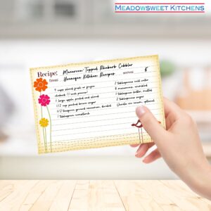 Meadowsweet Kitchens Recipe Card Set - 25 Double Sided Recipe Cards 4 x 6 Inch, Perfect Size Blank Cards for a Recipe Card Box, Make Your Own Personalized Recipe Book - Singing Birds