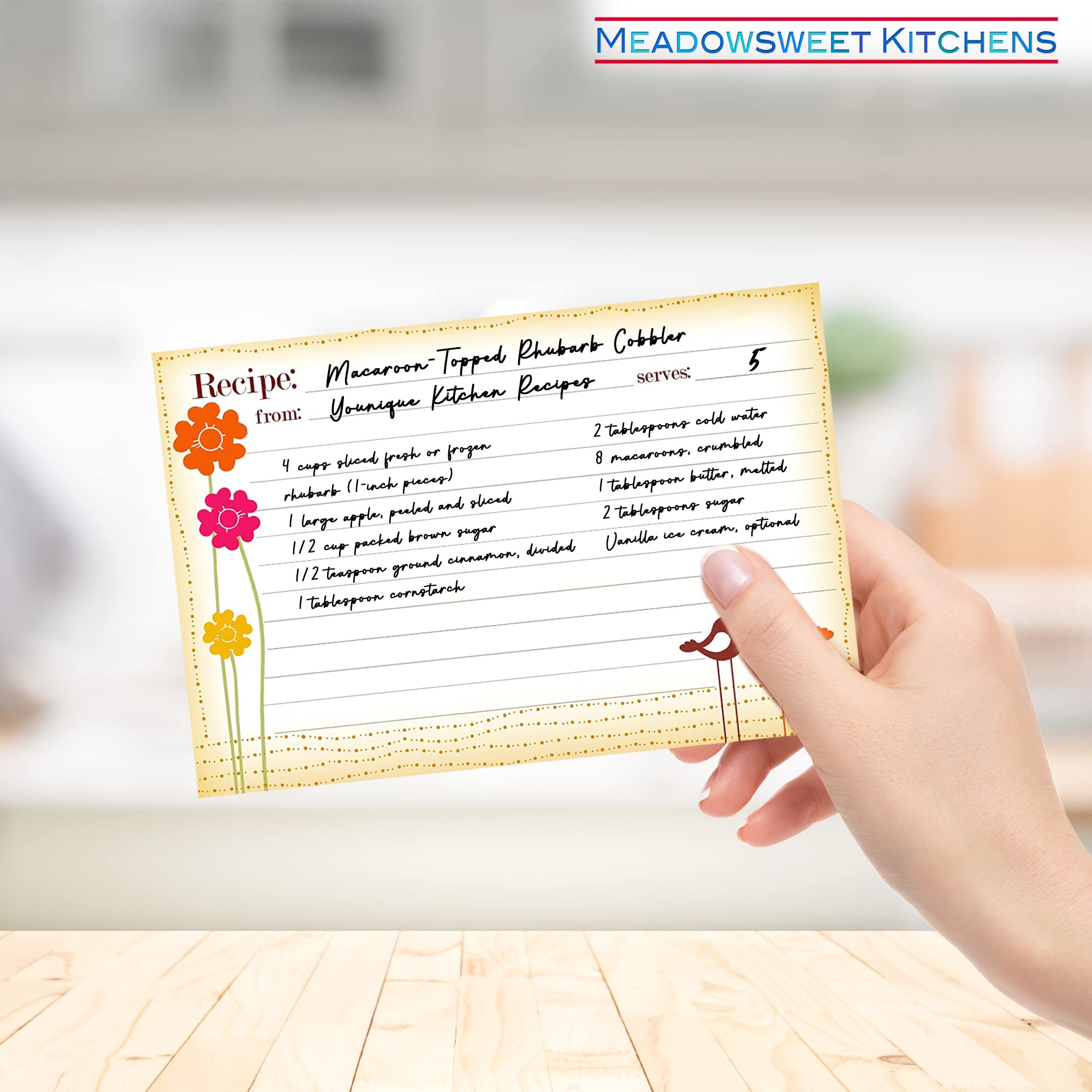 Meadowsweet Kitchens Recipe Card Set - 25 Double Sided Recipe Cards 4 x 6 Inch, Perfect Size Blank Cards for a Recipe Card Box, Make Your Own Personalized Recipe Book - Singing Birds