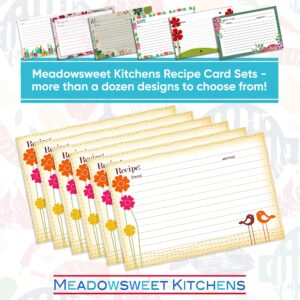 Meadowsweet Kitchens Recipe Card Set - 25 Double Sided Recipe Cards 4 x 6 Inch, Perfect Size Blank Cards for a Recipe Card Box, Make Your Own Personalized Recipe Book - Singing Birds