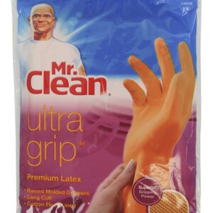 Mr. Clean Ultra Grip, Heat Resisting, Soft Cotton Flock Lining, Extreme Non-Slip Diamond Grip Gloves, Extra Large