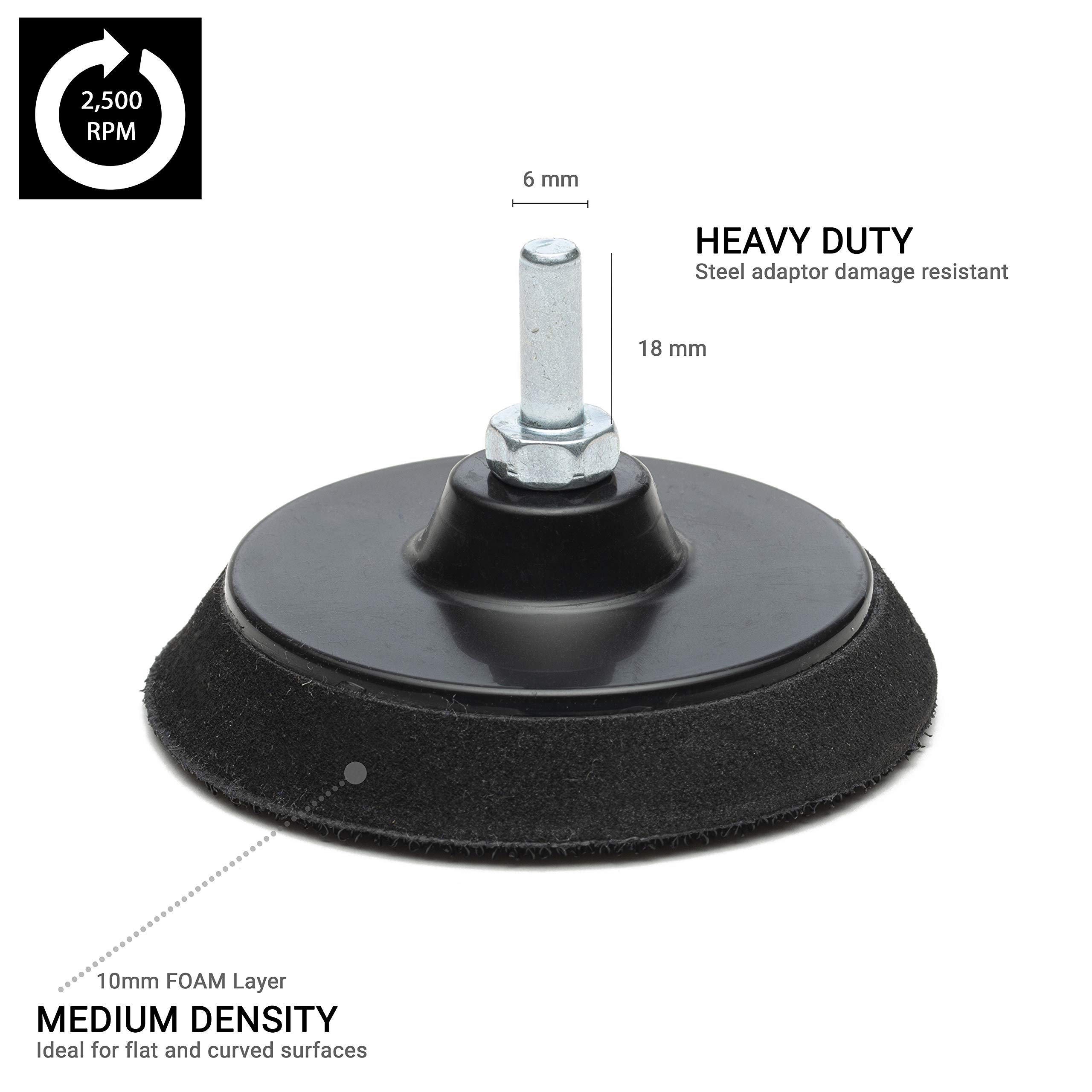 Glass Polish 12003 Spindle Hook & Loop Grip Backing Pad for a Drill with Universal Drill Attachment - Ø 3 inch