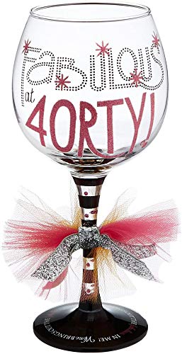 Mud Pie Fabulous 40 Wine Glass, 1 Count (Pack of 1)