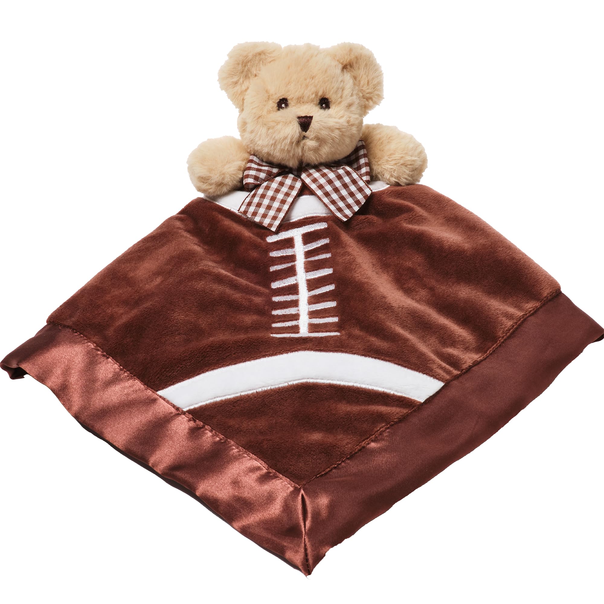 Bearington Baby Touchdown Snuggler, 15 Inch Football Plush Stuffed Animal Teddy Bear Security Blanket Lovey for Babies