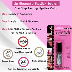 Lip Elegance Lipstick Sealer - Long Lasting Lipstick Sealer with Brush Applicator - Waterproof, Smudge Proof, Oilproof - All Day Liplock Effect 0.17 Fl Oz