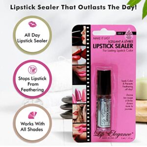 Lip Elegance Lipstick Sealer - Long Lasting Lipstick Sealer with Brush Applicator - Waterproof, Smudge Proof, Oilproof - All Day Liplock Effect 0.17 Fl Oz