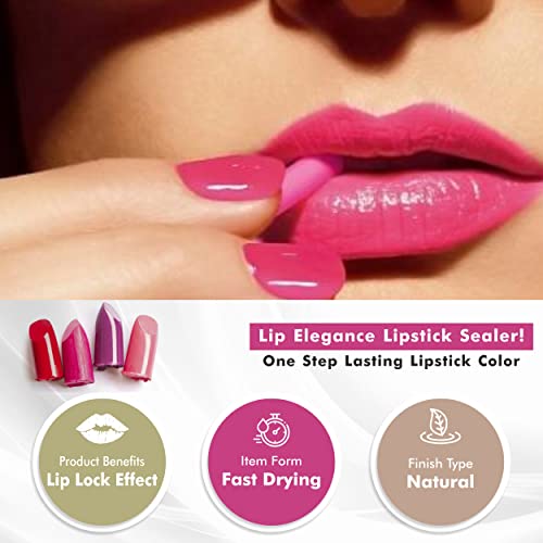 Lip Elegance Lipstick Sealer - Long Lasting Lipstick Sealer with Brush Applicator - Waterproof, Smudge Proof, Oilproof - All Day Liplock Effect 0.17 Fl Oz