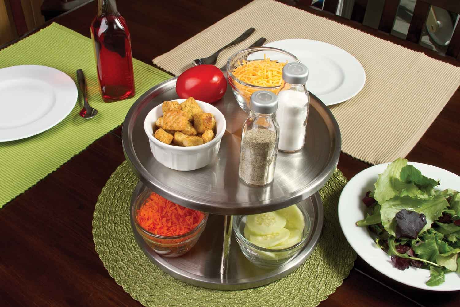 Ideas In Motion 2-Tier Revolving Lazy Susan Trays, Stainless Steel