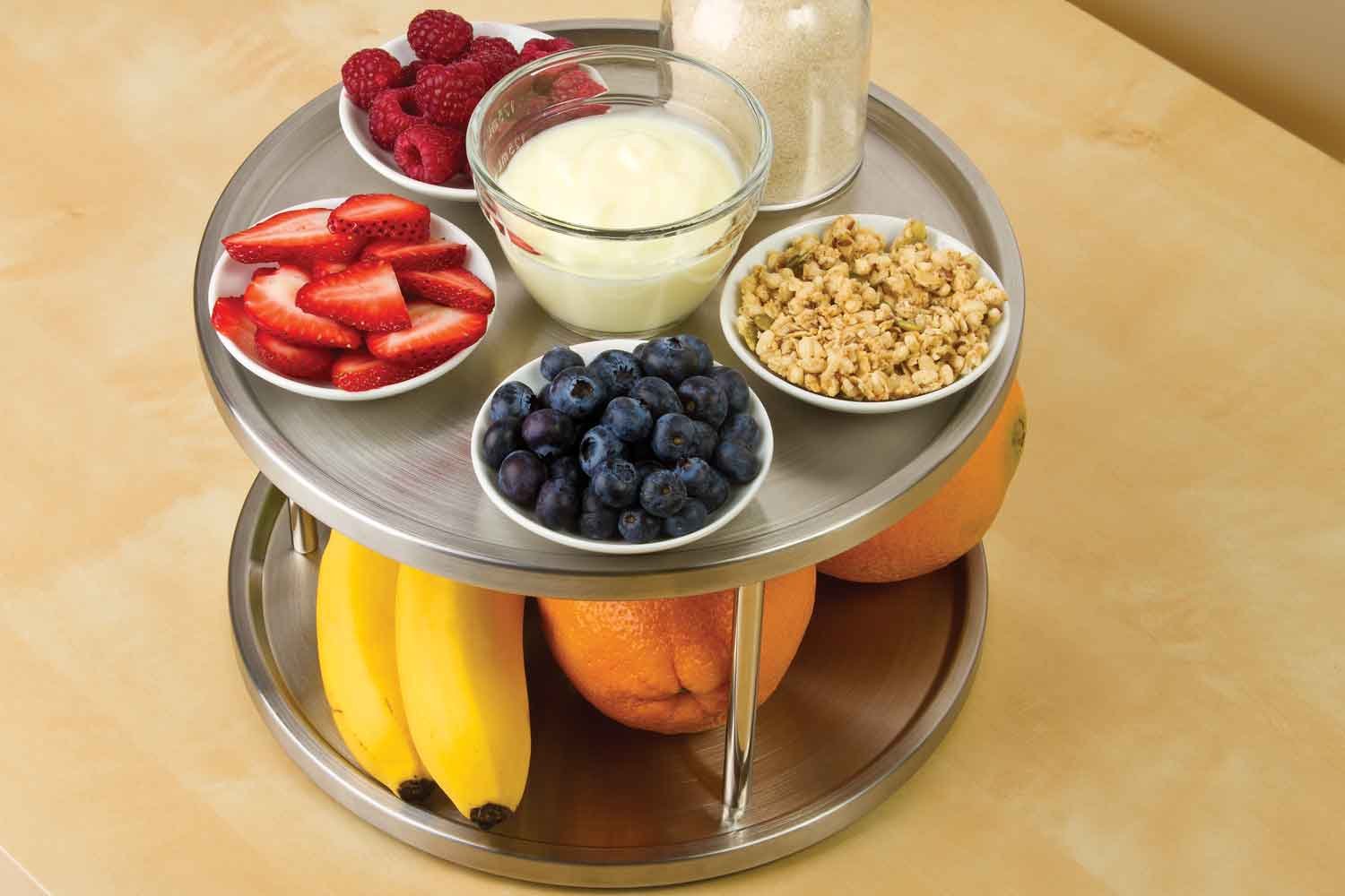 Ideas In Motion 2-Tier Revolving Lazy Susan Trays, Stainless Steel