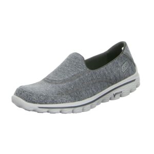 skechers performance women's go walk 2 slip-on walking shoe, heather grey, 5 m us