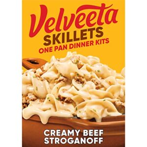 velveeta skillets creamy beef stroganoff one pan dinner kit with cheese sauce (pasta & seasonings, 11.6 oz box)