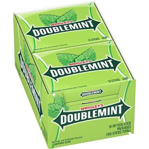 doublemint wrigley's doublemint mint gum chewing gum bulk pack, 15 stick (pack of 10)