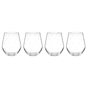 kate spade new york larabee dot 4-piece stemless white wine glass set, 12 fluid ounces