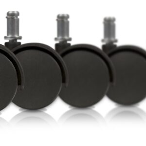 Slipstick CB682 2 Inch Replacement Office Chair Wheels (Set of 5 Casters) Universal Standard Size Stem 7/16 Inch x 7/8 Inch - Black Plastic