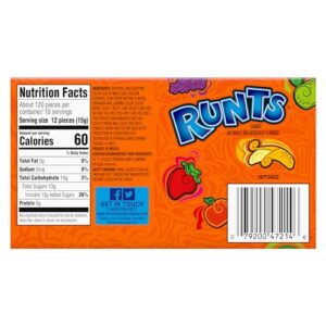 Wonka Runts Hard, Chewy & Fruity Candy, 5 Ounce Theater Candy Boxes (Pack of 12)