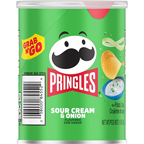 Pringles Potato Crisps Chips, Lunch Snacks, Office and Kids Snacks, Grab N' Go, Sour Cream and Onion (12 Cans)