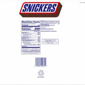 Snickers Single Bar Chocolate Candy, 48 bars of 1.86oz each.