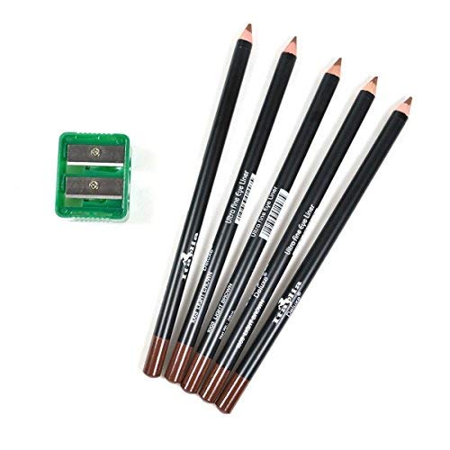 Aolbic 5 LIGHT BROWN ITALIA EYE LIP LINER PENCIL 1003 SET + FREE SHARPENER & Free ZipBag