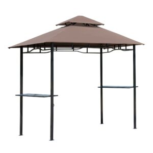 Outsunny 8' Patio BBQ Grill Gazebo Canopy with 2 Tier, Flame Retardant Cover, Large Storage Work Platform and Stylish Utility