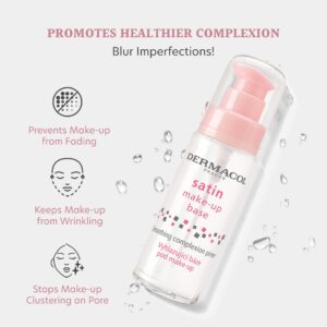 Dermacol - Satin Makeup Base, Matte Face Primer for Wrinkles and Pores, Transparent Makeup Primer for Oily Skin & Dry and Combination Skin, Easy to Blend Pore Filling Primer, No Preservatives, 30 mL