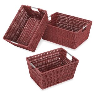 Whitmor Rattique Storage Baskets - Red (3 Piece Set)