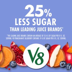 V8 Blends 100% Juice Pomegranate Blueberry Juice, 46 fl oz Bottle (Case of 6)