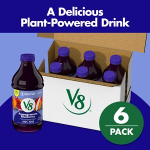 V8 Blends 100% Juice Pomegranate Blueberry Juice, 46 fl oz Bottle (Case of 6)