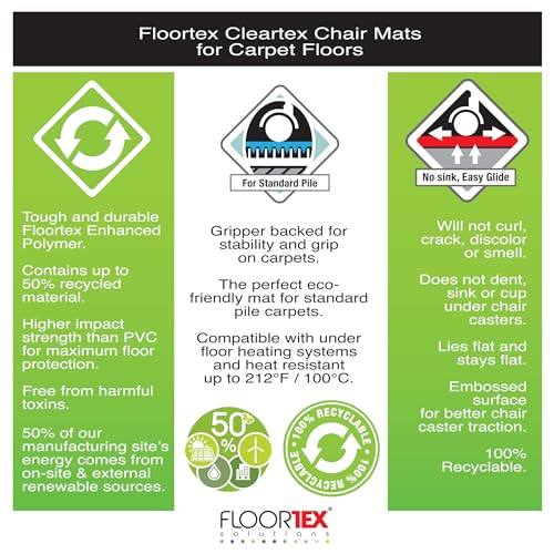 Floortex® Cleartex® Enhanced Polymer Rectangular Chair Mat for Carpets up to 3/8" - 48" x 60"